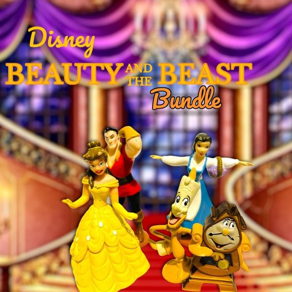 Disney | Toys | Disney Beauty The Beast Playset 4pc Figure Cake Topper ...